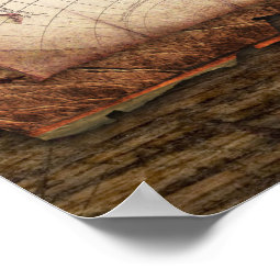 Old World Map with Compass Poster | Zazzle