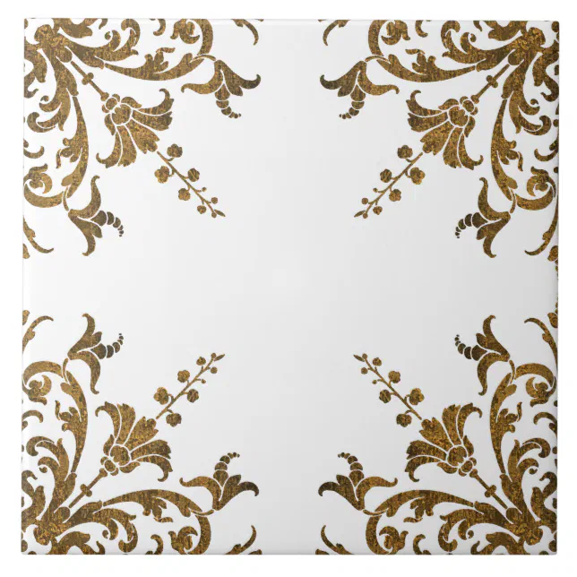 Old World Mediterranean Style Damask Decorative Ceramic Tile | Zazzle