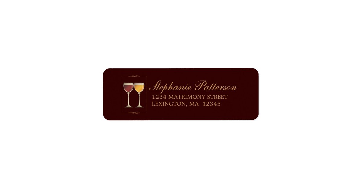 Old World Red & White Wine Glass Address Labels | Zazzle