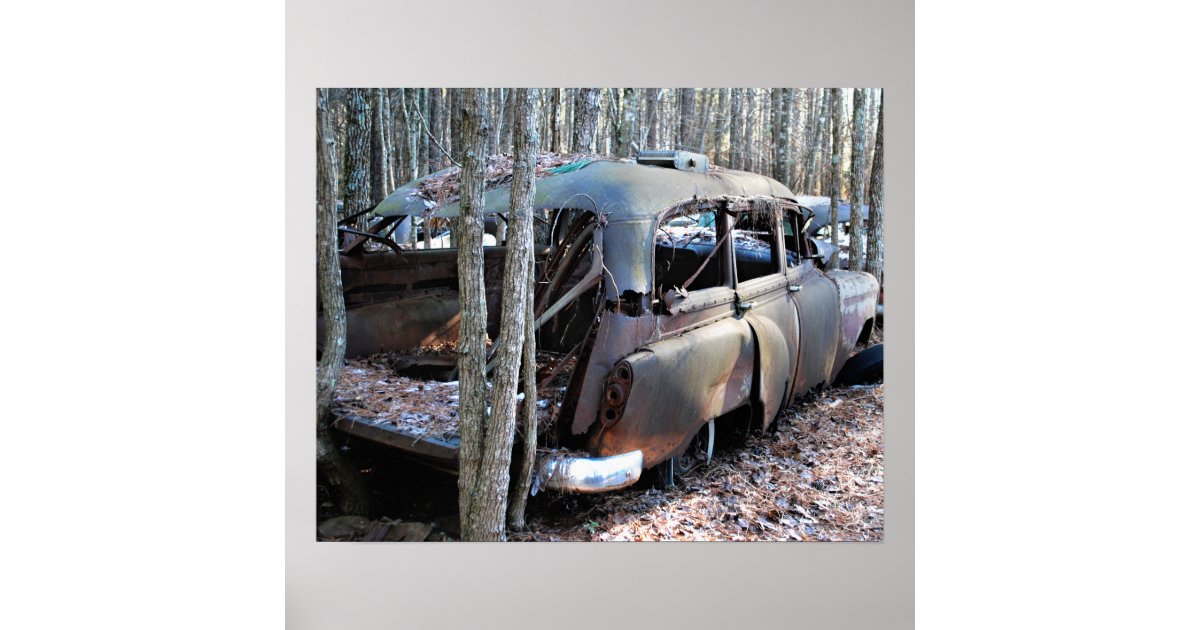 Old Wrecked Station Wagon Poster | Zazzle