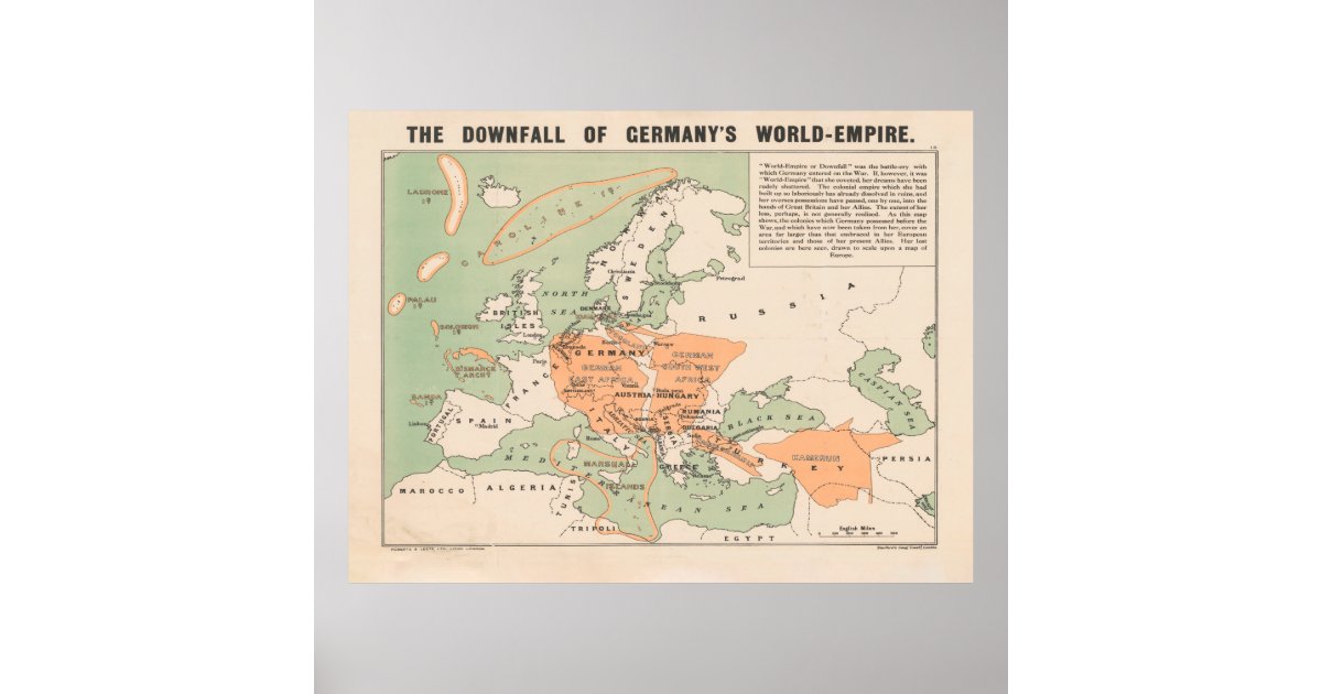 Old WWI Downfall of Germany Map (1917) Poster | Zazzle