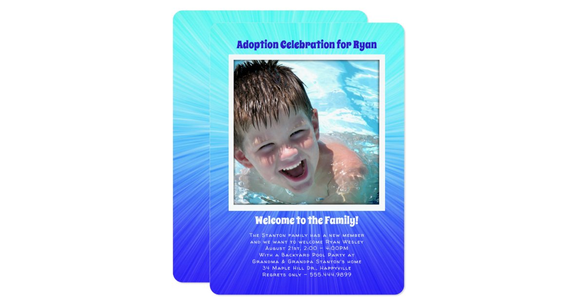 Older Boy Adoption Party Photo Invitation Template | Zazzle.com