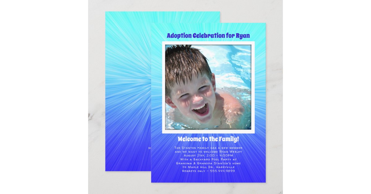 Older Boy Adoption Party Photo Invitation Template | Zazzle