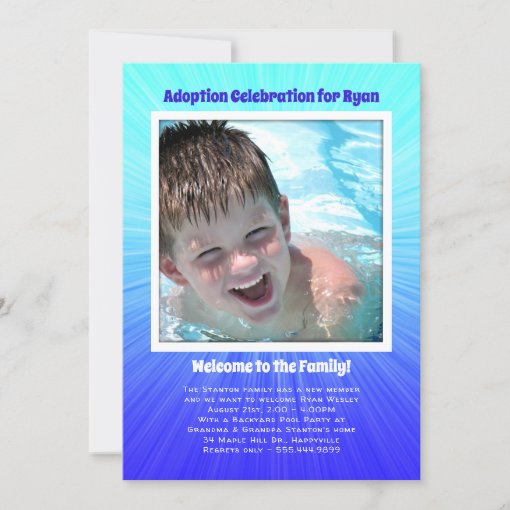 Older Boy Adoption Party Photo Invitation Template | Zazzle