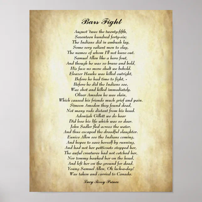 Oldest Known African American Poem Bars Fight Poster | Zazzle
