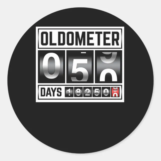 OLDOMETER 50 Years Old Made In 1971 50th Birthday Classic Round Sticker ...