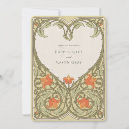 Olive & Apricot Art Nouveau Inspired Wedding Invitation | Zazzle