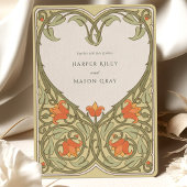 Olive & Apricot Art Nouveau Inspired Wedding Invitation | Zazzle