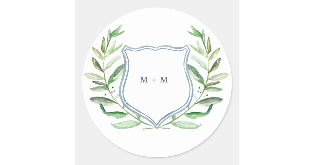 Olive Branch Boho Garden Monogram Stickers | Zazzle