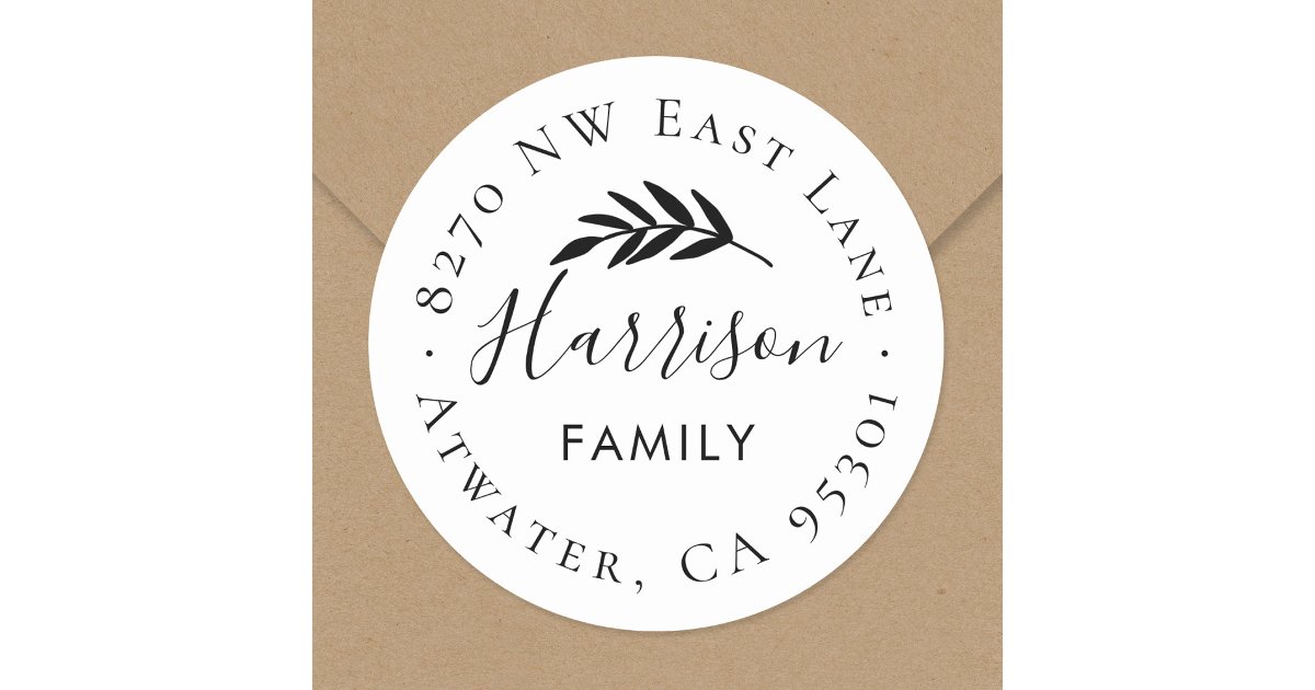 Olive Branch Round Return Address Label | Zazzle