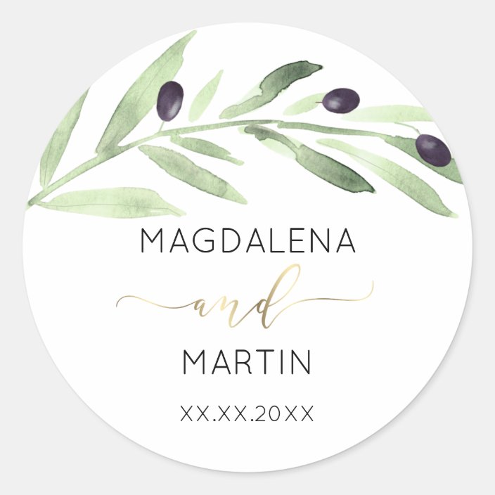 olive branch wedding classic round sticker | Zazzle.com