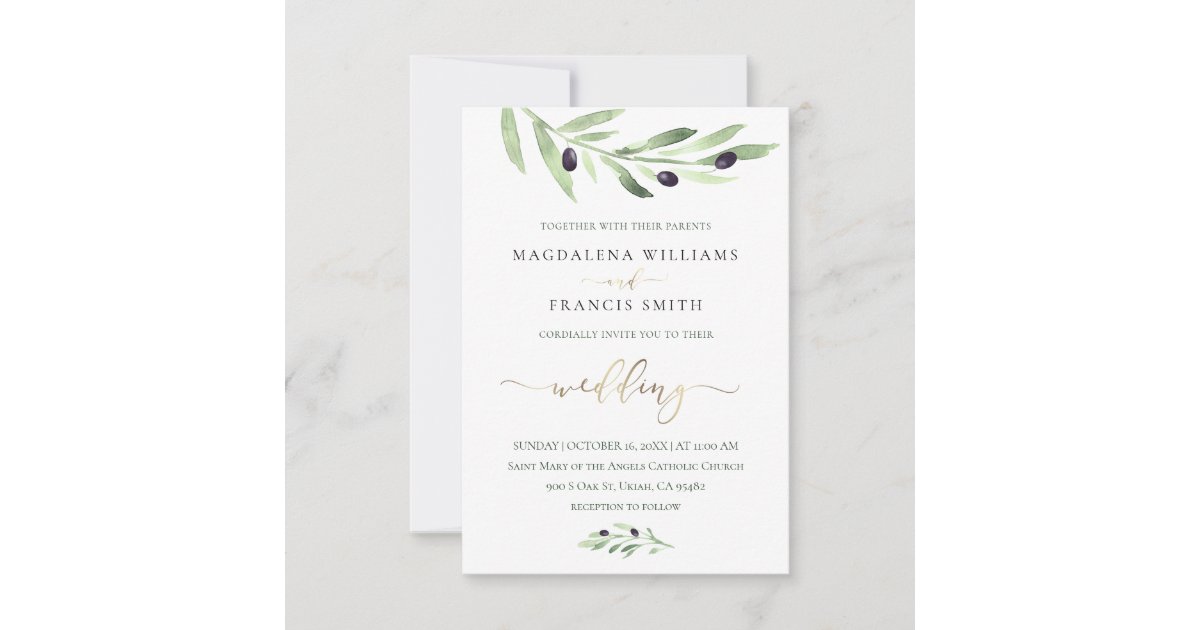 olive branch wedding invitation | Zazzle