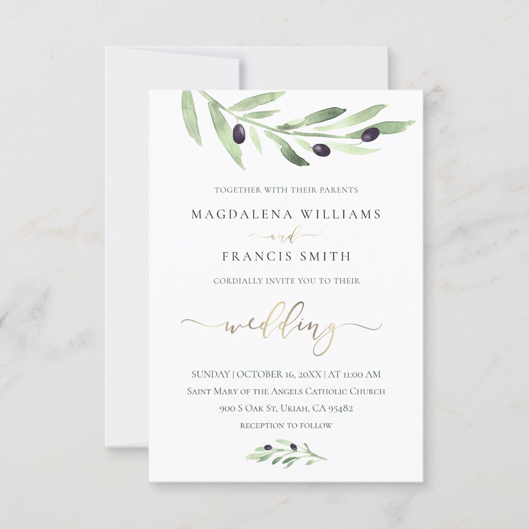 olive branch wedding invitation | Zazzle
