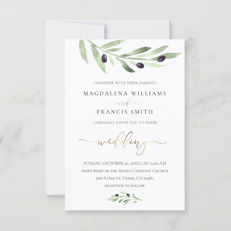 olive branch wedding invitation | Zazzle