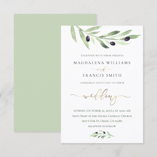 olive branch wedding invitation | Zazzle