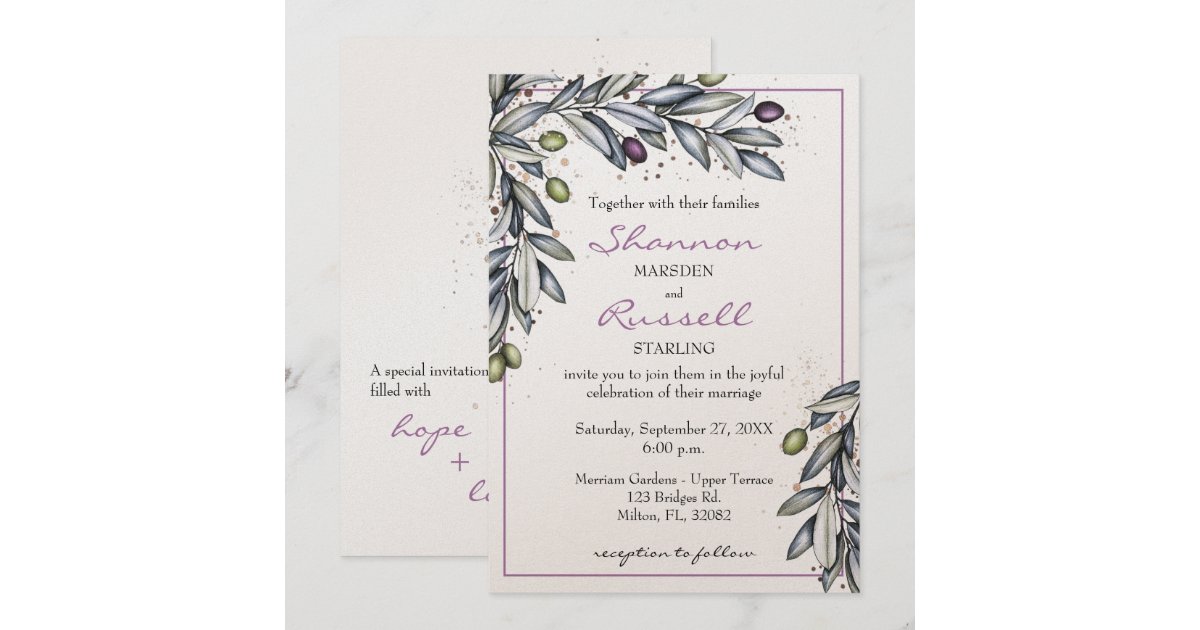 Olive Branch Wedding Invitation | Zazzle