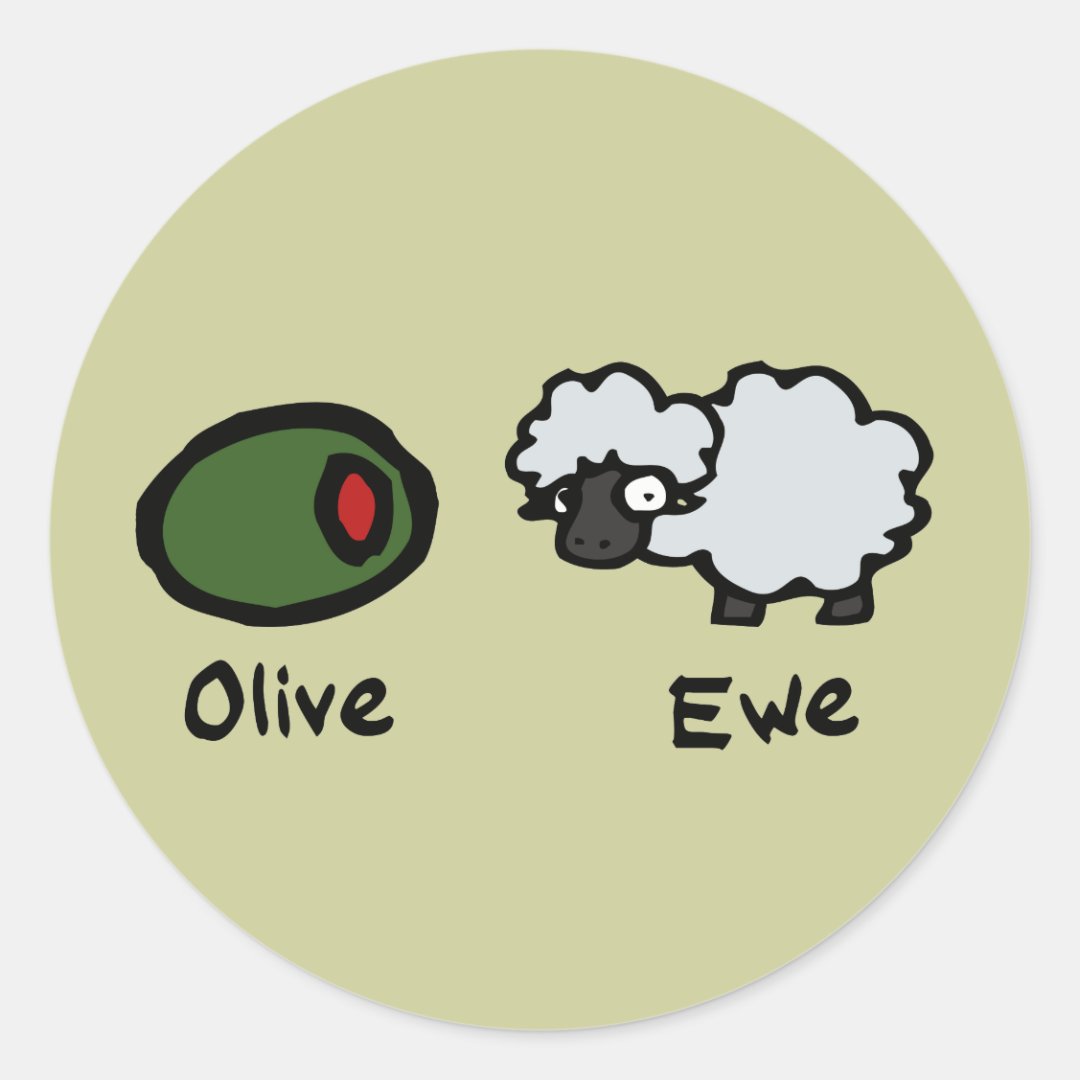 Olive Ewe Classic Round Sticker | Zazzle