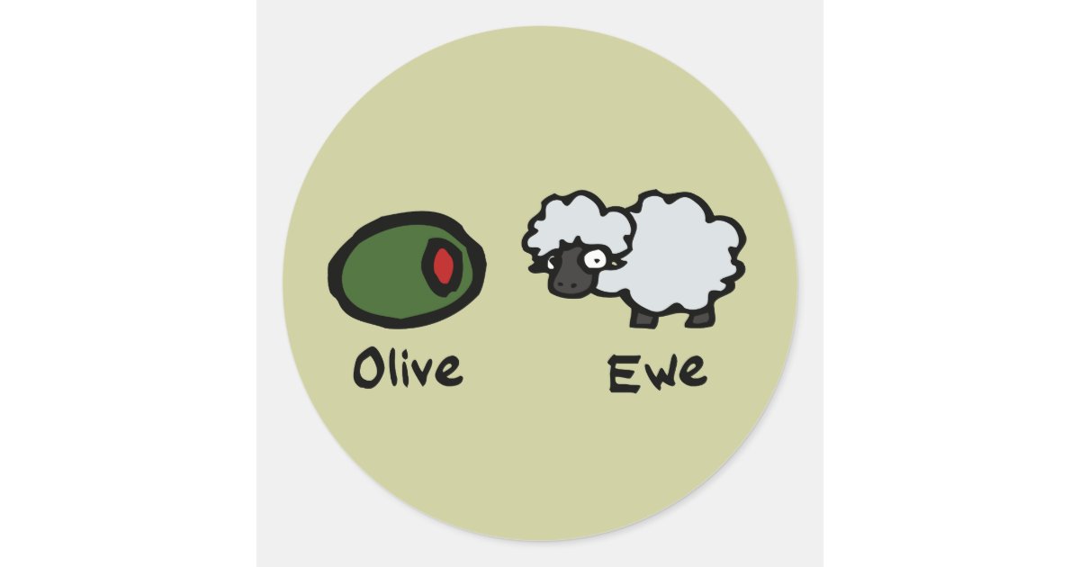 Olive Ewe Classic Round Sticker | Zazzle