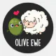 Olive Ewe Funny Love Pun Dark BG Classic Round Sticker | Zazzle