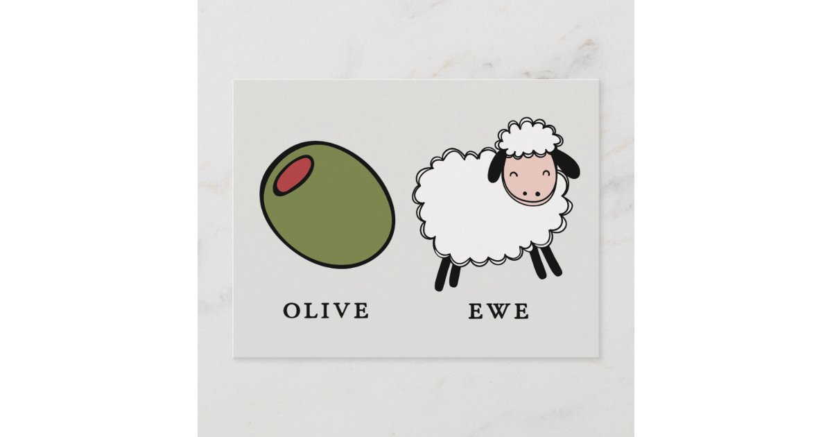 Olive Ewe Love Puns Postcard | Zazzle