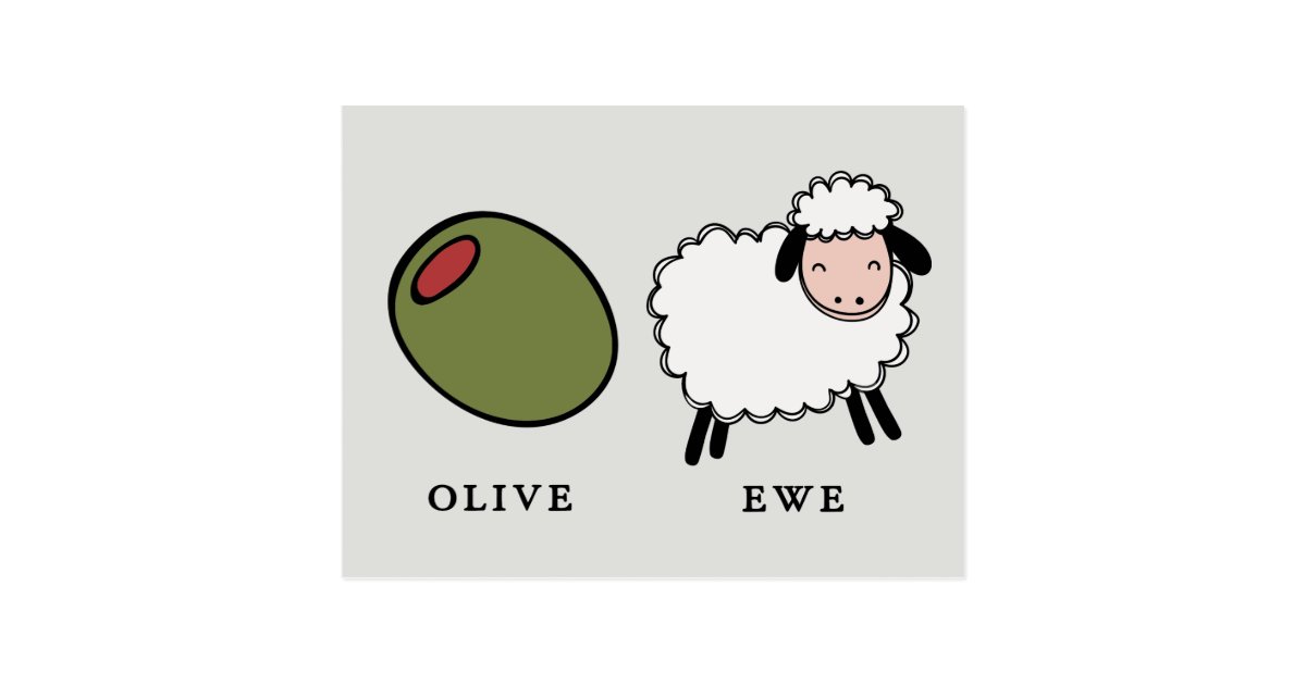 Olive Ewe Love Puns Postcard | Zazzle.com