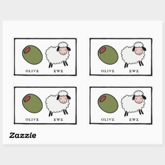 Olive Ewe Love Puns Rectangular Sticker | Zazzle