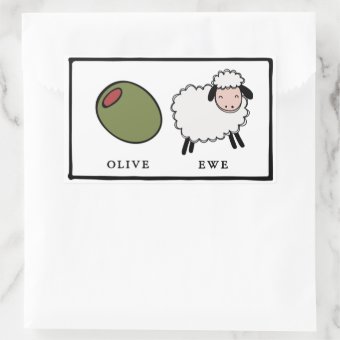 Olive Ewe Love Puns Rectangular Sticker | Zazzle