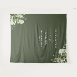 Olive Green Floral Wedding Photo Booth Backdrop | Zazzle