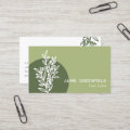 Olive Green Greenery Line Art Business Card | Zazzle