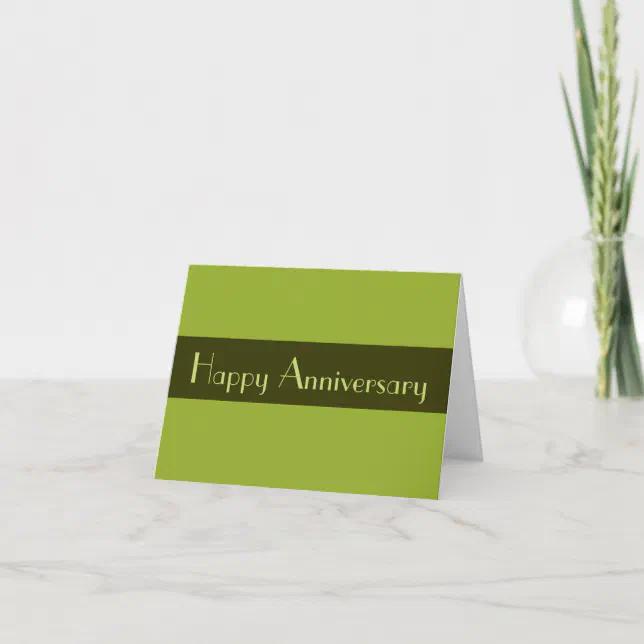 Olive Green Happy Anniversary Card | Zazzle