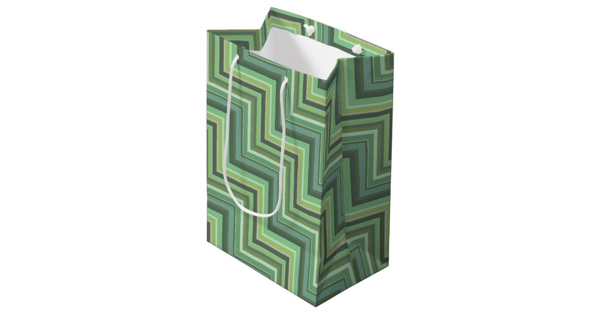 Olive green stripes stairs pattern medium gift bag | Zazzle