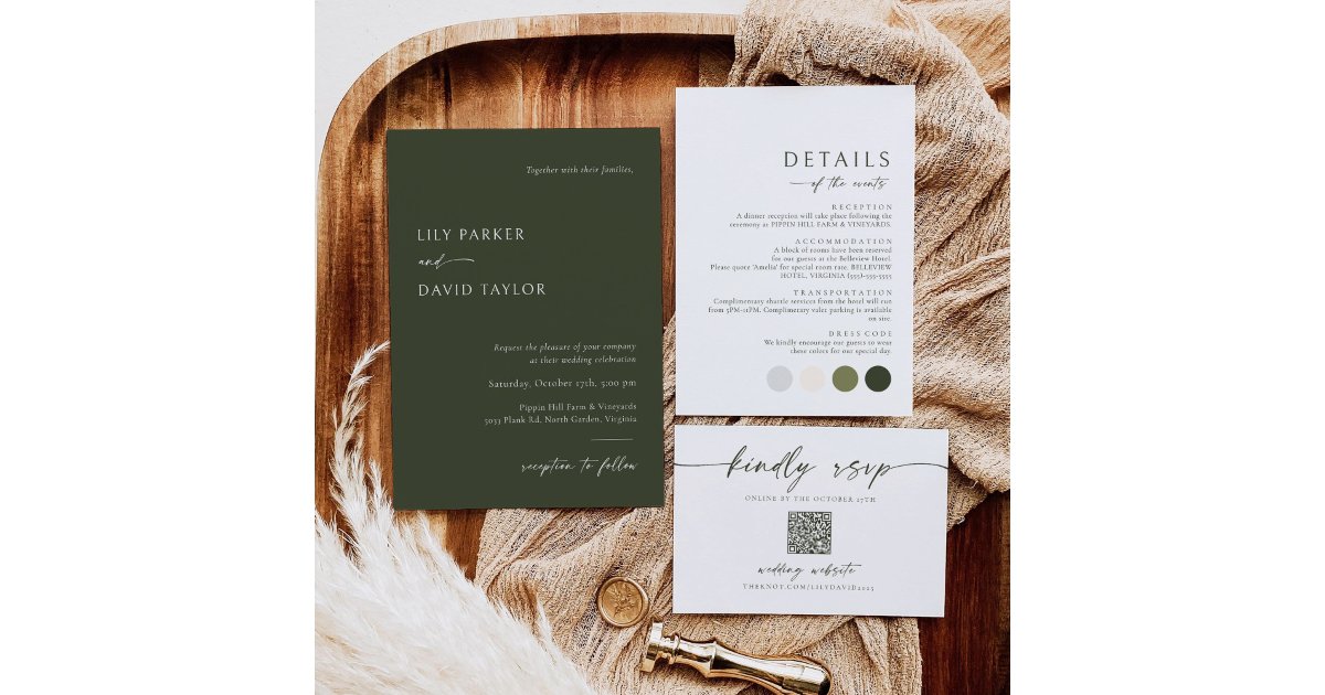 Olive Green The Details Information Enclosure Card | Zazzle