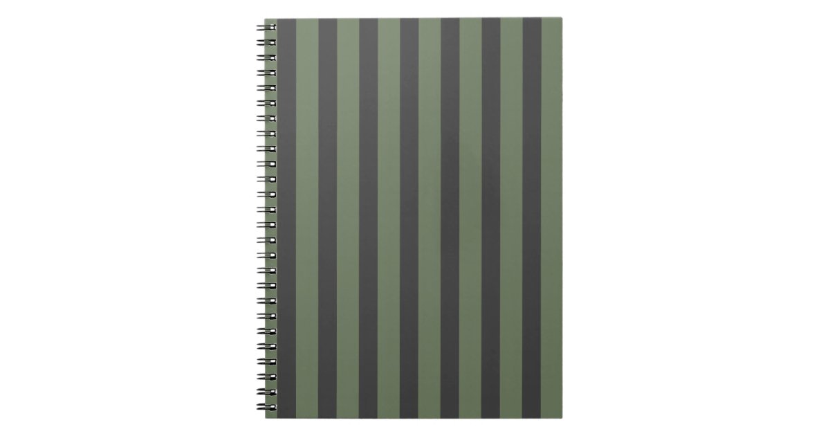 Olive Green Tick Striped Modern Notebook | Zazzle