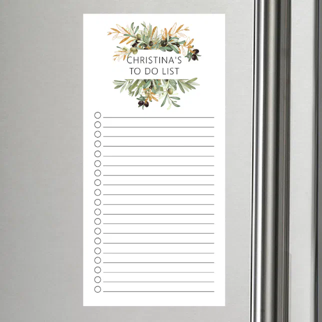 Olive Leaf Branches To Do List Magnetic Notepad | Zazzle