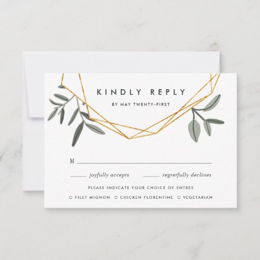 Olive Leaf RSVP Card with Entree Choices | Zazzle