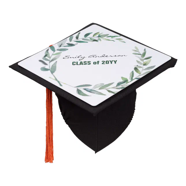 Olive Leaves Graduation Cap Topper Personalized | Zazzle