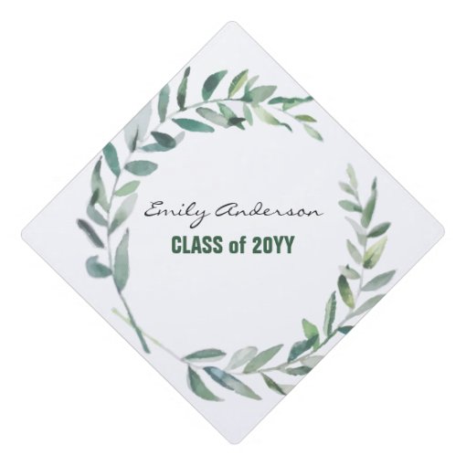 Olive Leaves Graduation Cap Topper Personalized | Zazzle