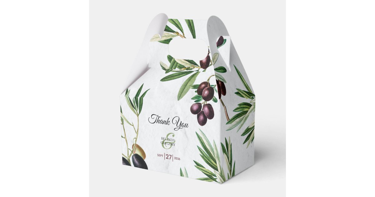 Olive Leaves Mediterranean Greek Island Wedding Favor Boxes | Zazzle
