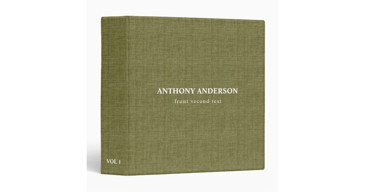 Olive Linen Texture 3 Ring Binder | Zazzle