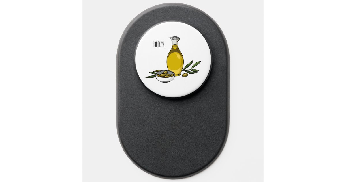 Olive oil cartoon illustration PopSocket | Zazzle
