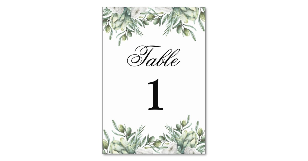 Olive table number. Italian wedding. Summer garden Table Number | Zazzle