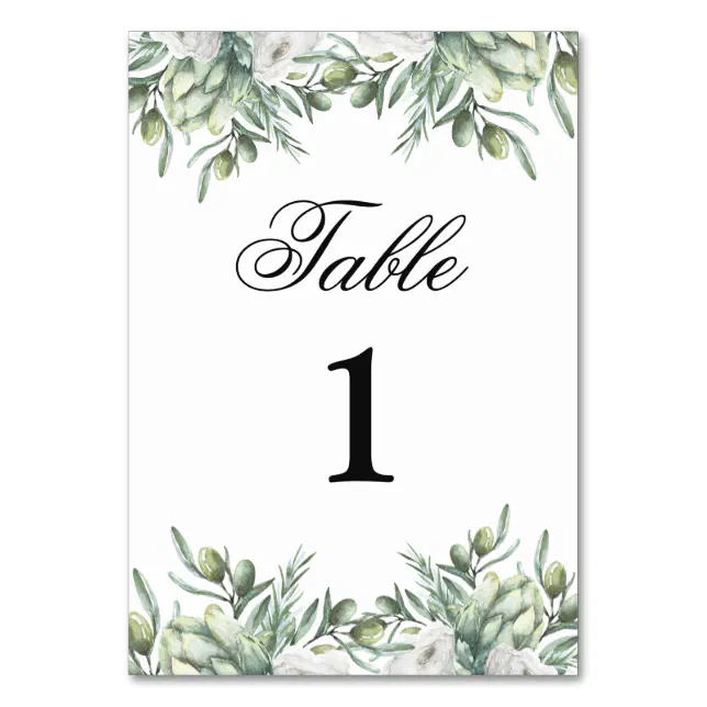 Olive table number. Italian wedding. Summer garden Table Number | Zazzle
