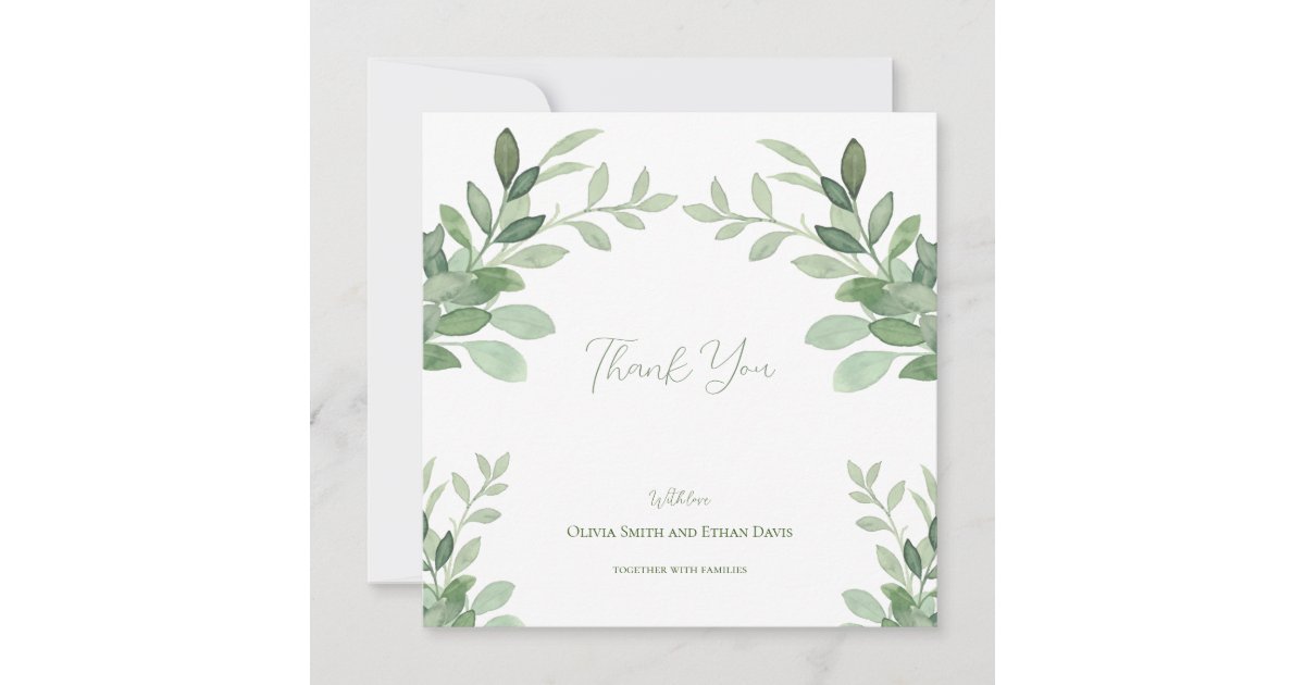 Olive Tree Watercolor Wedding Thank You Card | Zazzle