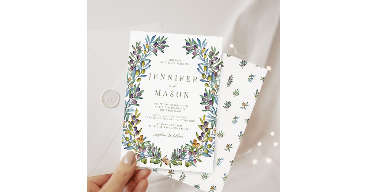 Olive Tuscan theme bohemian summer wedding Invitation | Zazzle