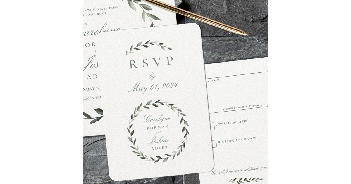 Olive Wreath Wedding No Meal RSVP Card | Zazzle