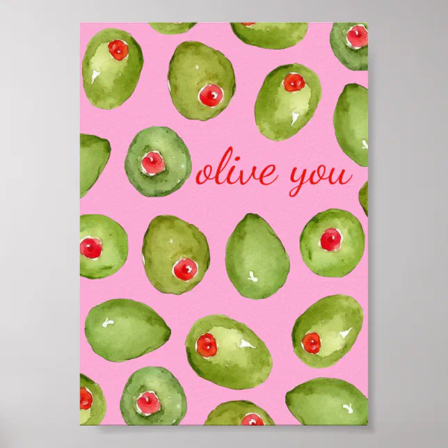 Olive You Watercolor Poster | Zazzle