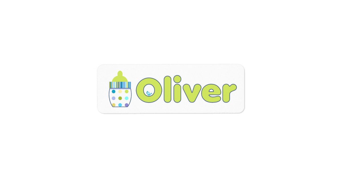 Oliver Baby Bottle labels | Zazzle