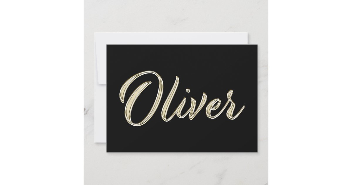 Oliver Name white gold Handwriting Card | Zazzle
