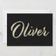 Oliver Name white gold Handwriting Card | Zazzle