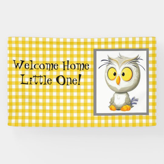 Oliver Owl Yellow & White Welcome Home Banner | Zazzle.com
